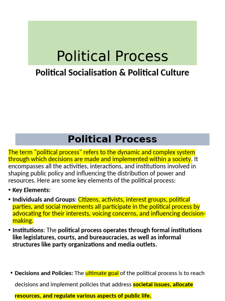 Understanding Political Process and Socialization | PDF | Socialization ...
