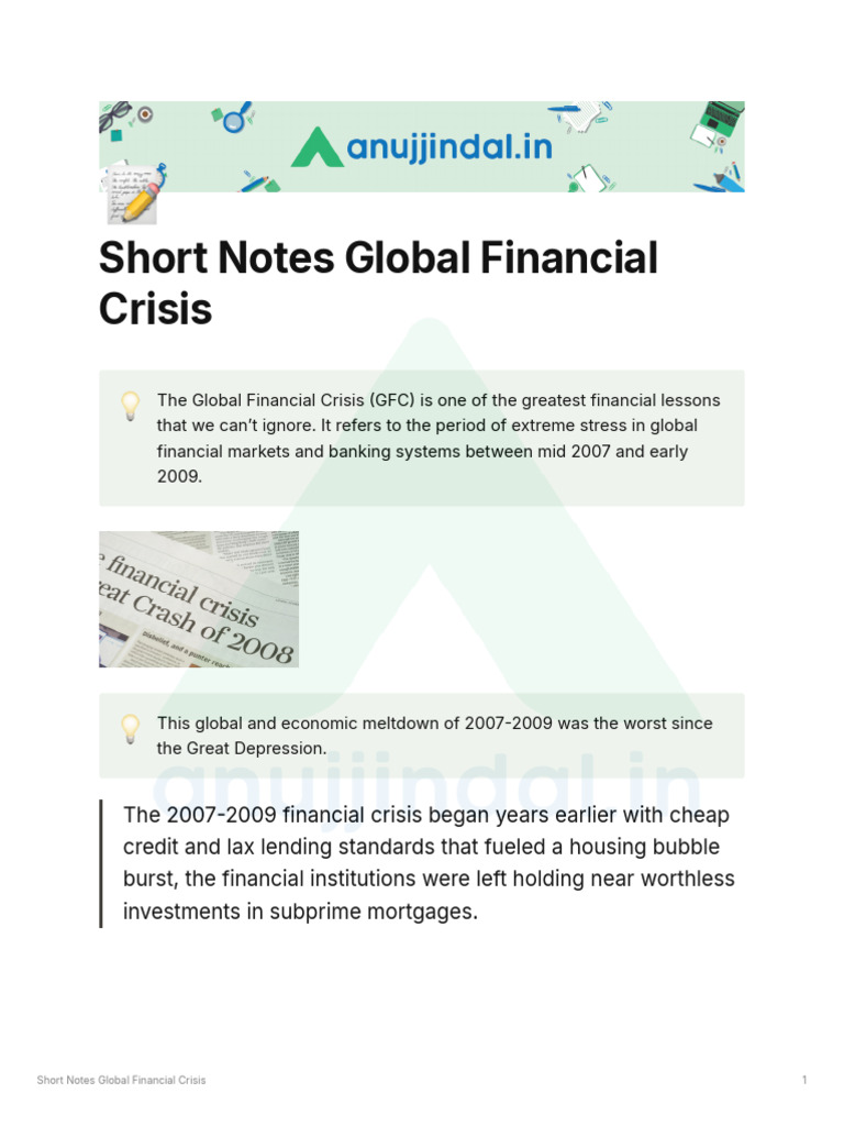 Short Notes Global Financial Crisis 1 Lyst1713423939617 | PDF | Fiscal ...