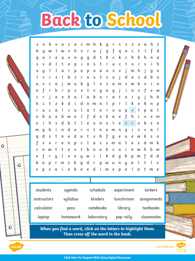 Digital Back To School Word Search | PDF