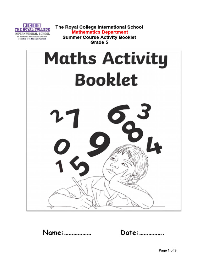 Math-Summer Course Activity Booklet-G5 | PDF
