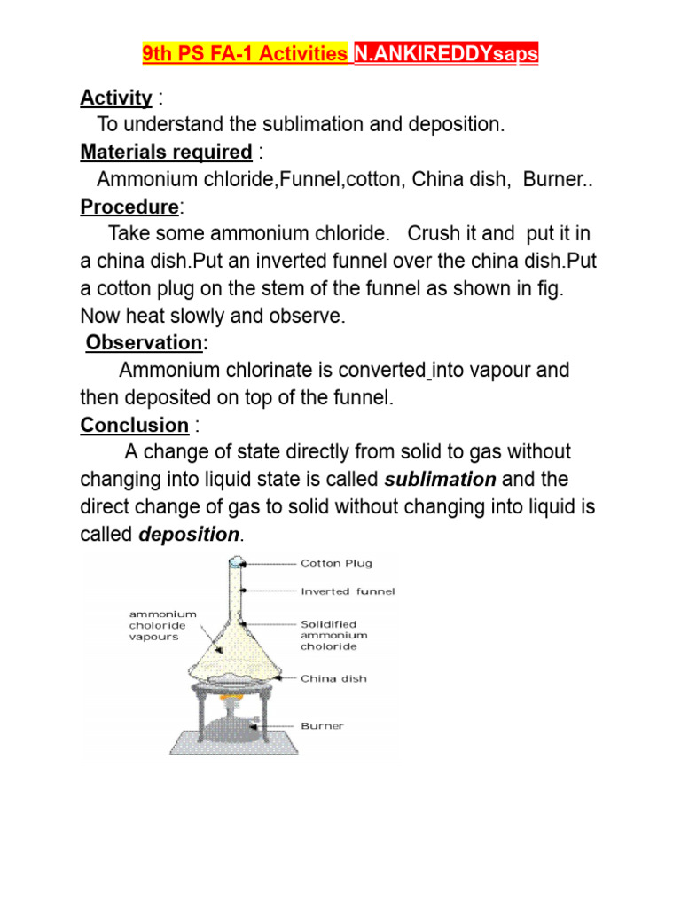Sublimation and Deposition Experiment | PDF | Chemistry | Physical ...