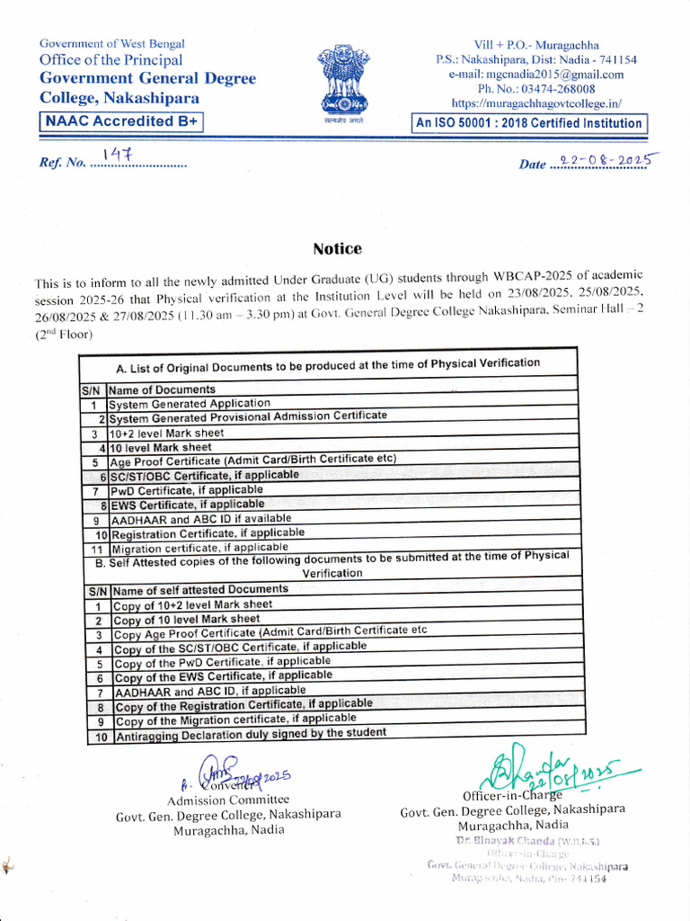 Notice Regarding Physical Verification 2025 26 | PDF