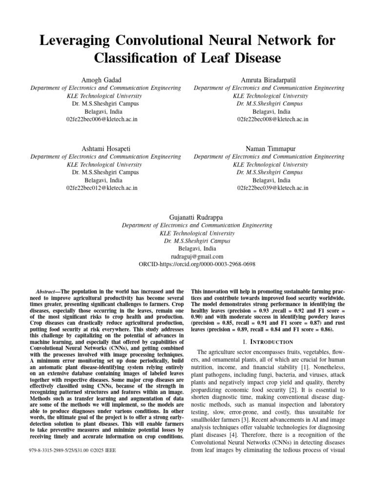 Leveraging Convolutional Neural Network for Classification of Leaf ...