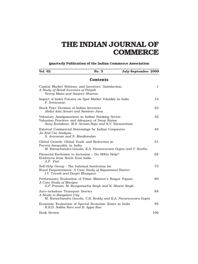 Indian Journal of Commerce Vol. 62 No. 3 | PDF | Capital Market | Note ...