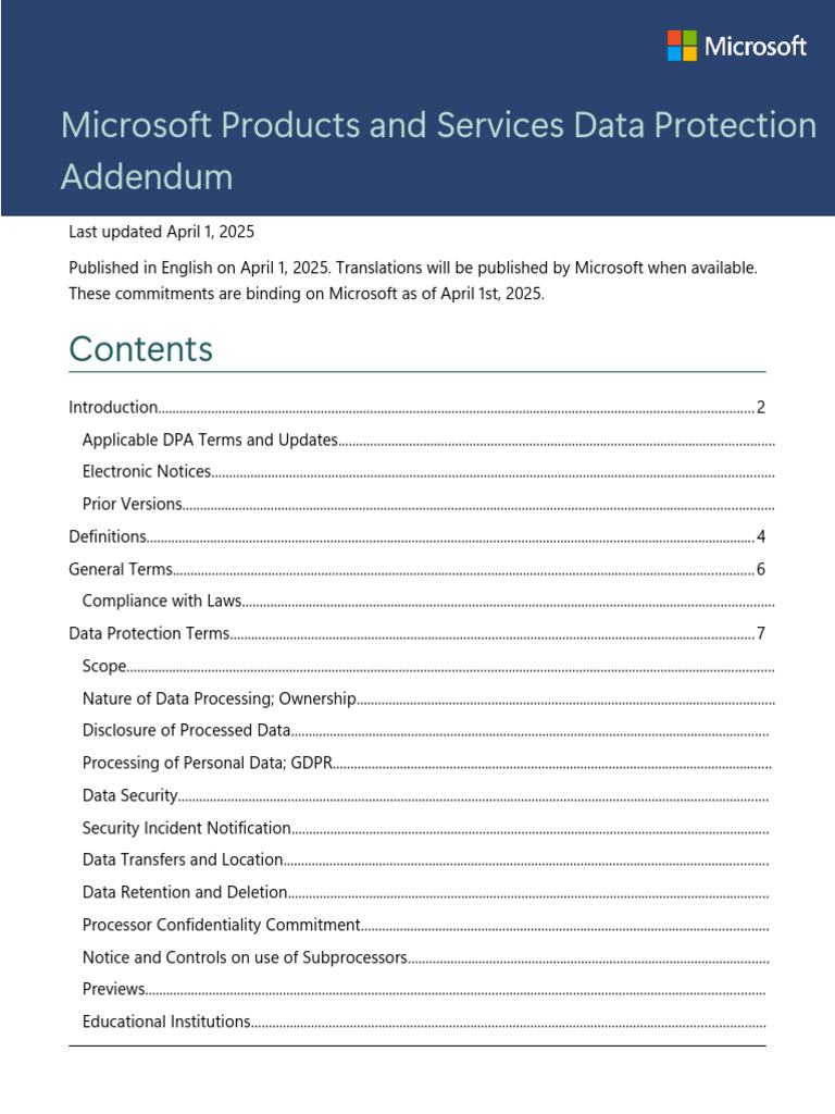 MicrosoftProductandServicesDPA (WW) (English) (April2025) (CR) | PDF ...