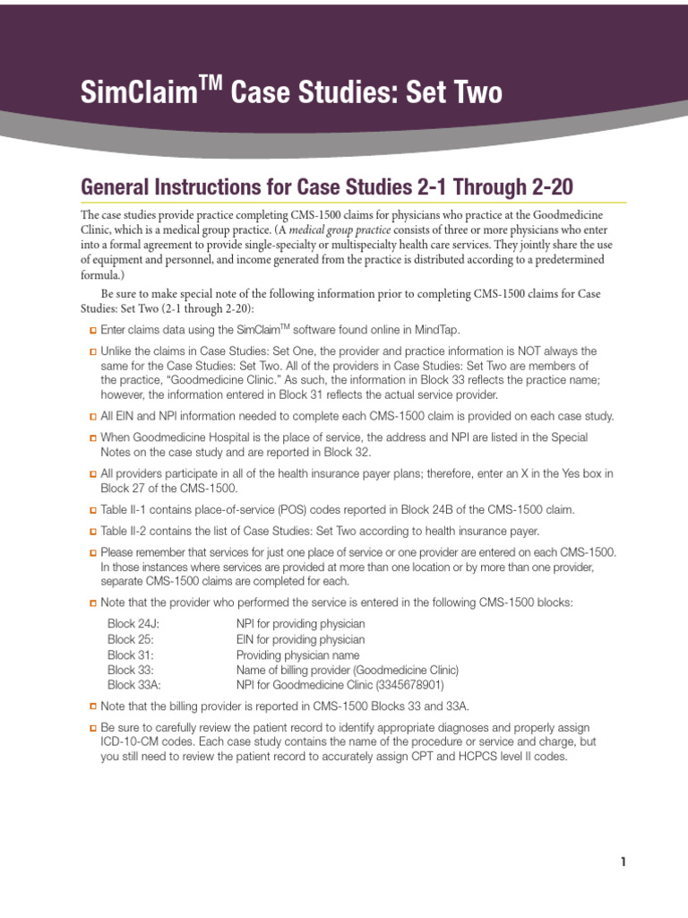 SimClaim Case Studies: Set Two Overview | PDF | Coronary Artery Bypass ...