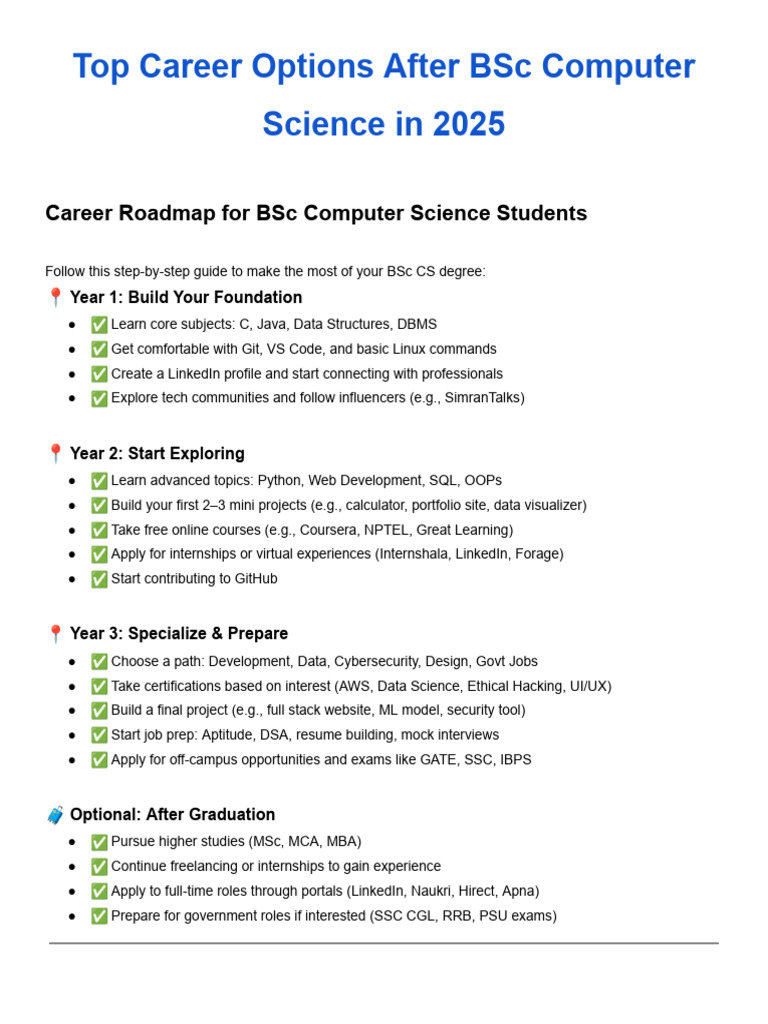 Top Career Options After BSC Computer Science in 2025 | PDF | Computing