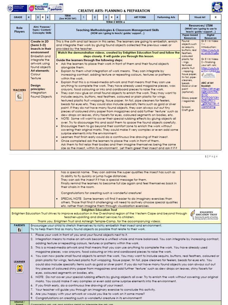 Grade 5 Mixed-Media Art Lesson Plan | PDF | Drawing