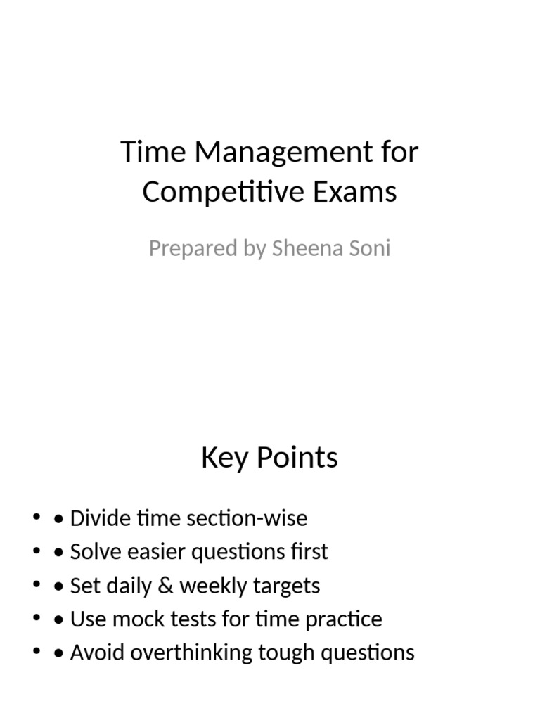 Time Management For Competitive Exams | PDF