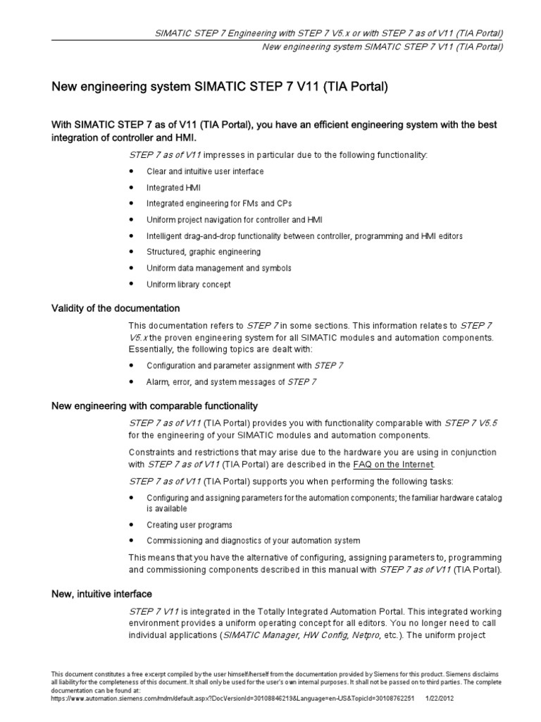 SIMATIC STEP 7 Engineering With STEP 7 V5.x or With STEP 7 As of V11 ...