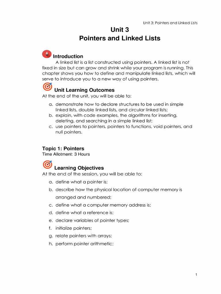 Module 3 Pointers and Linked Lists | PDF