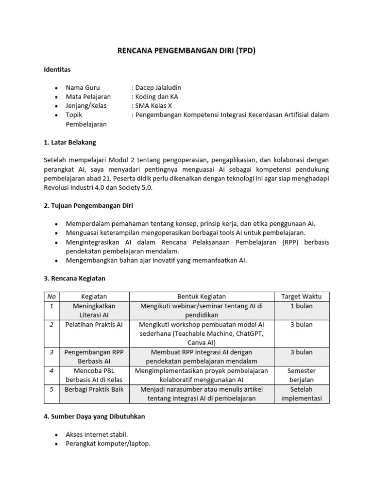 Rencana Pengembangan Diri | PDF