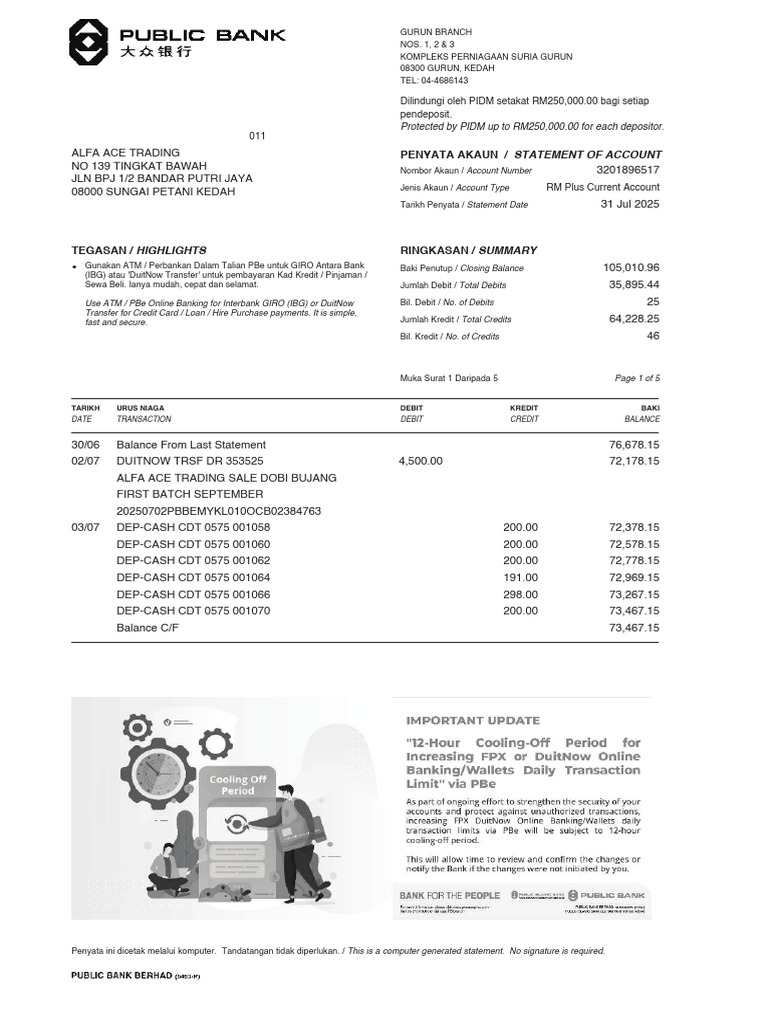 Alfa Ace Trading Account Statement | PDF | Debit Card | Credit Card