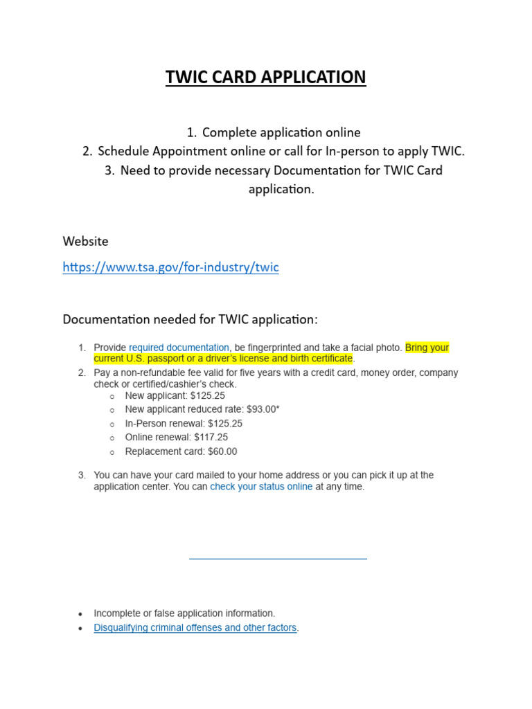 Twic Card Application | PDF