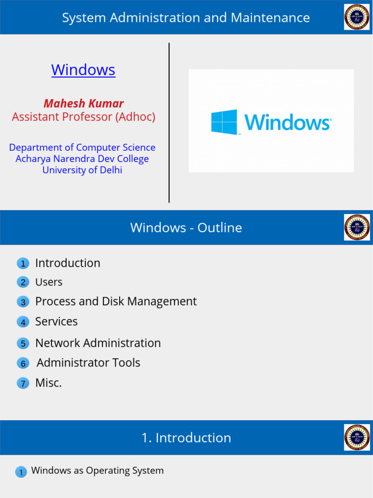 Windows OS Administration Overview | PDF | File System | Dos