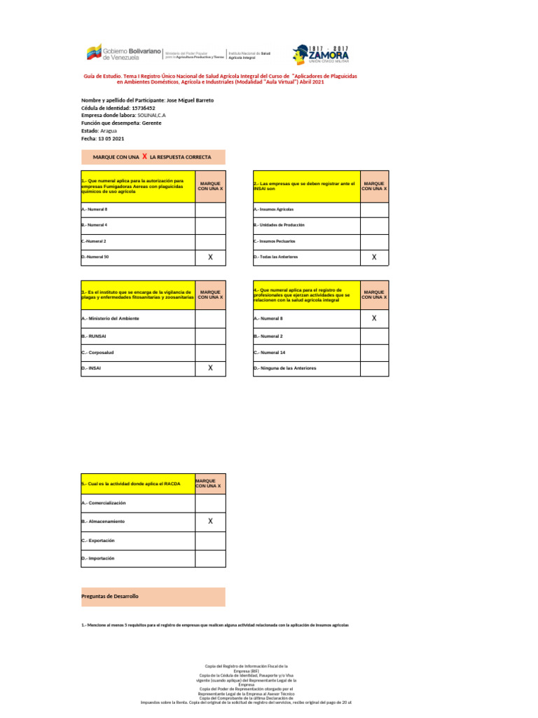 Guia de Estudio. Tema RUNSAI 2021 | PDF | Agricultura