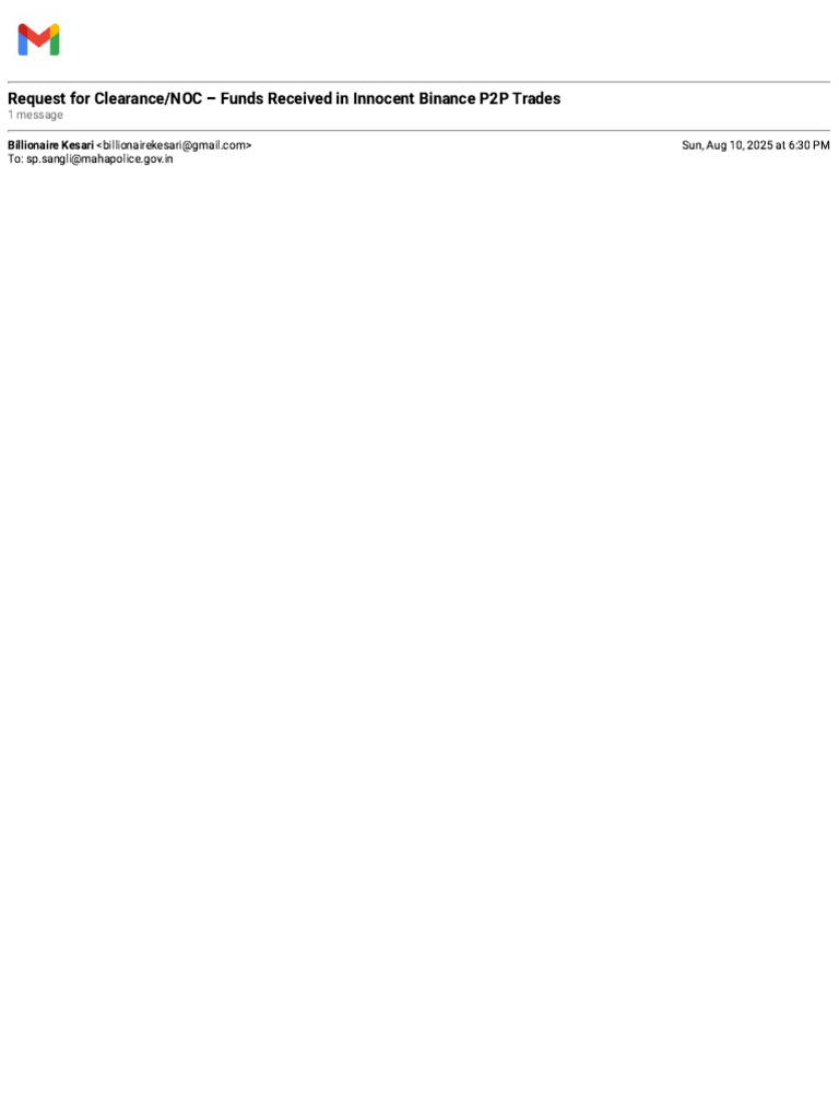 Gmail - Request For Clearance - NOC - Funds Received in Innocent ...