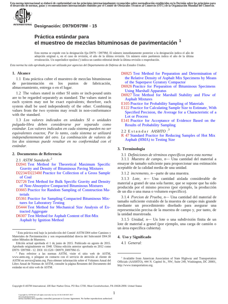 Muestreo de Mezclas Bituminosas ASTM D979 | PDF | Muestreo (Estadísticas)