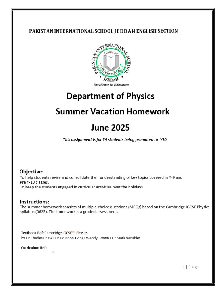 Phy Holiday HW | PDF