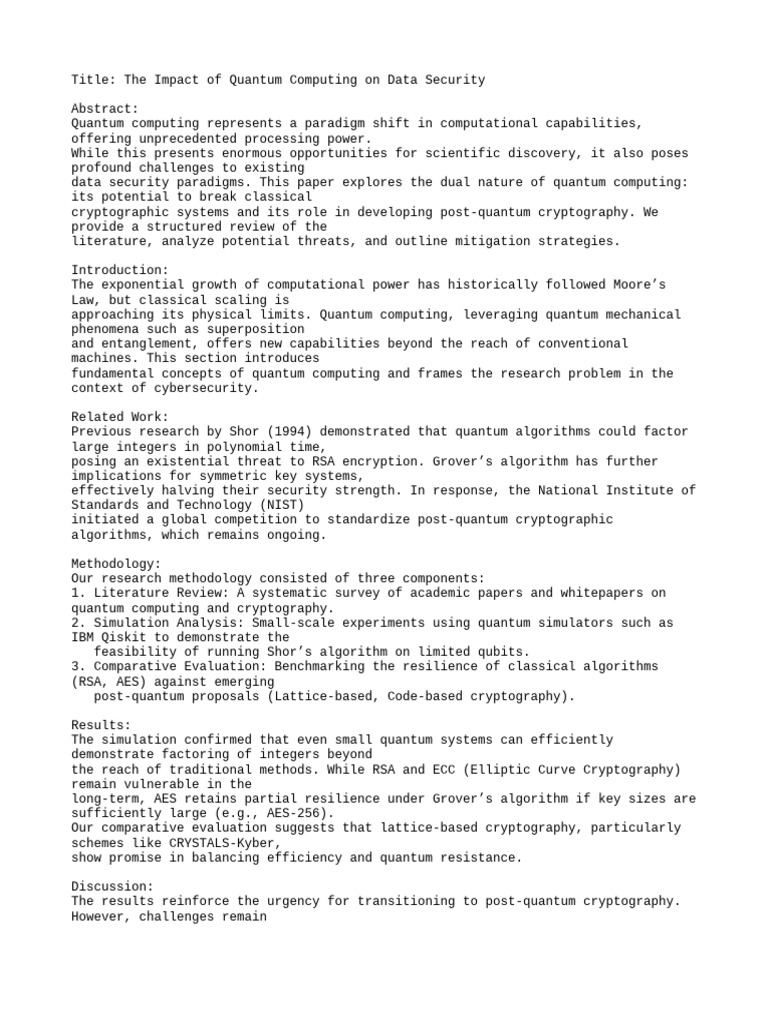 Quantum Computing's Threat to Data Security | PDF | Quantum Computing ...