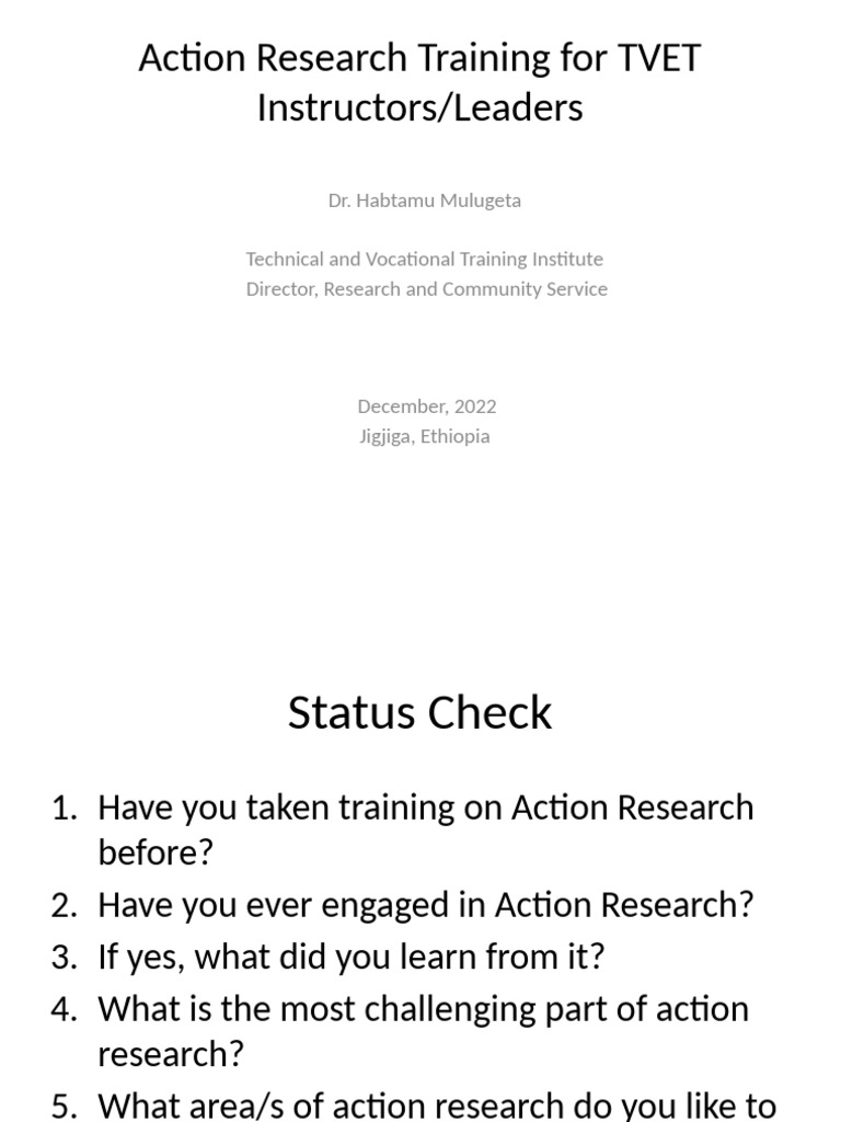 Action Research Training for TVET Instructors | PDF | Data Analysis ...
