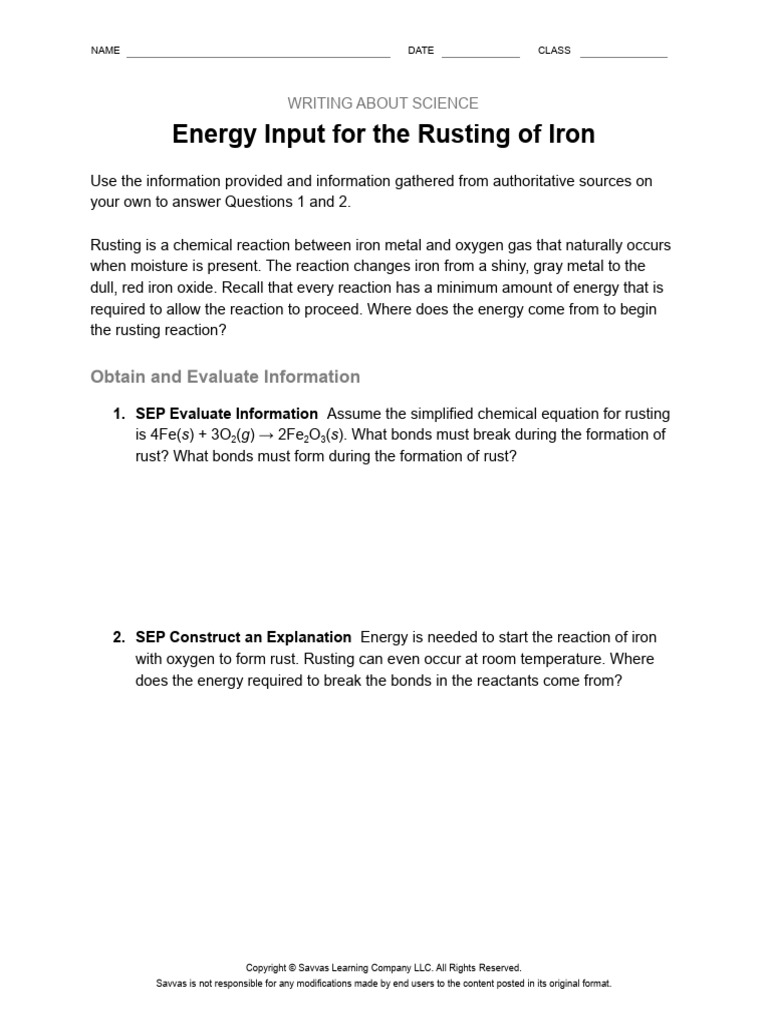8-2 Writing About Science Worksheet | PDF