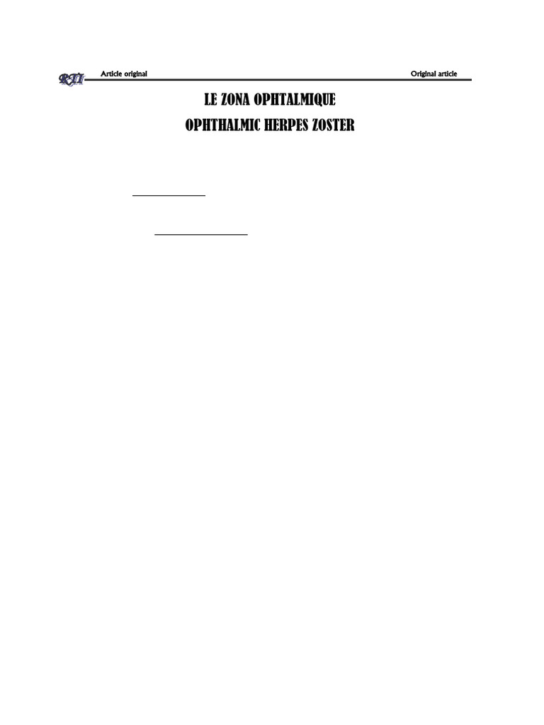 Zona ophtalmique : cas et traitements | PDF | Immunologie | Sciences de ...