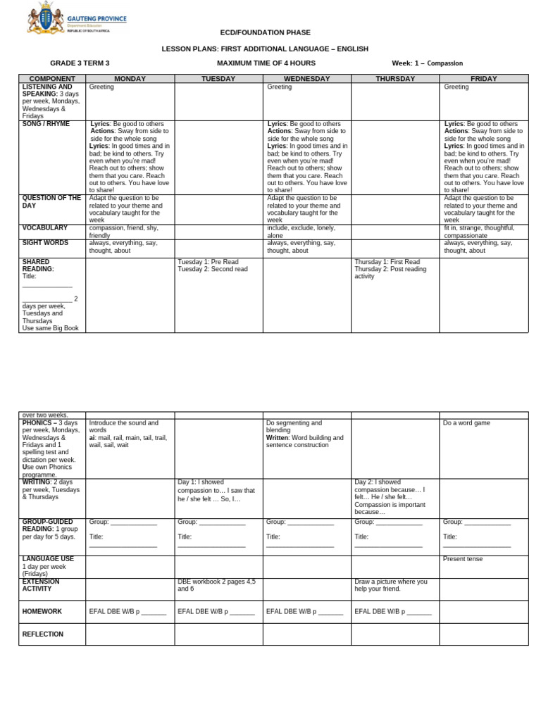Grade 3 English Lesson Plans Term 3 | PDF | Phonics | Noun