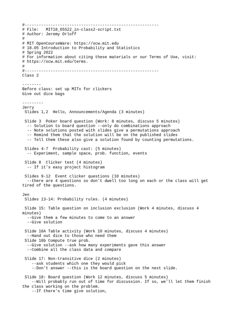 Mit18 05 s22 Plan02 | PDF
