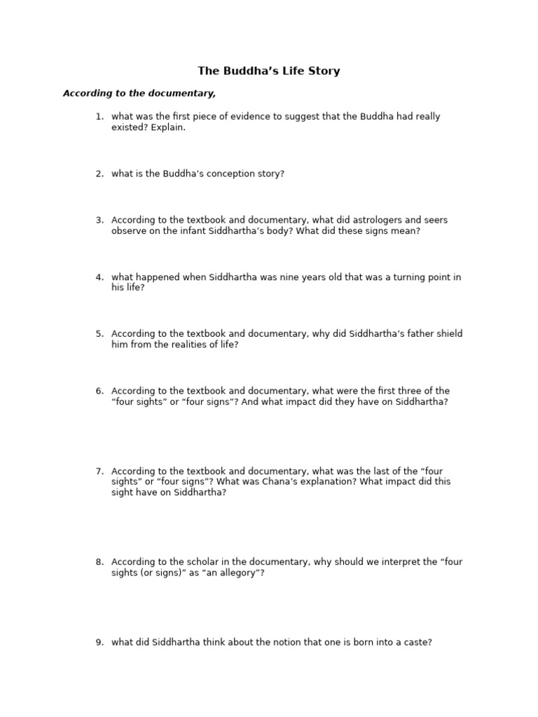 Buddha Life Story - Notes | PDF