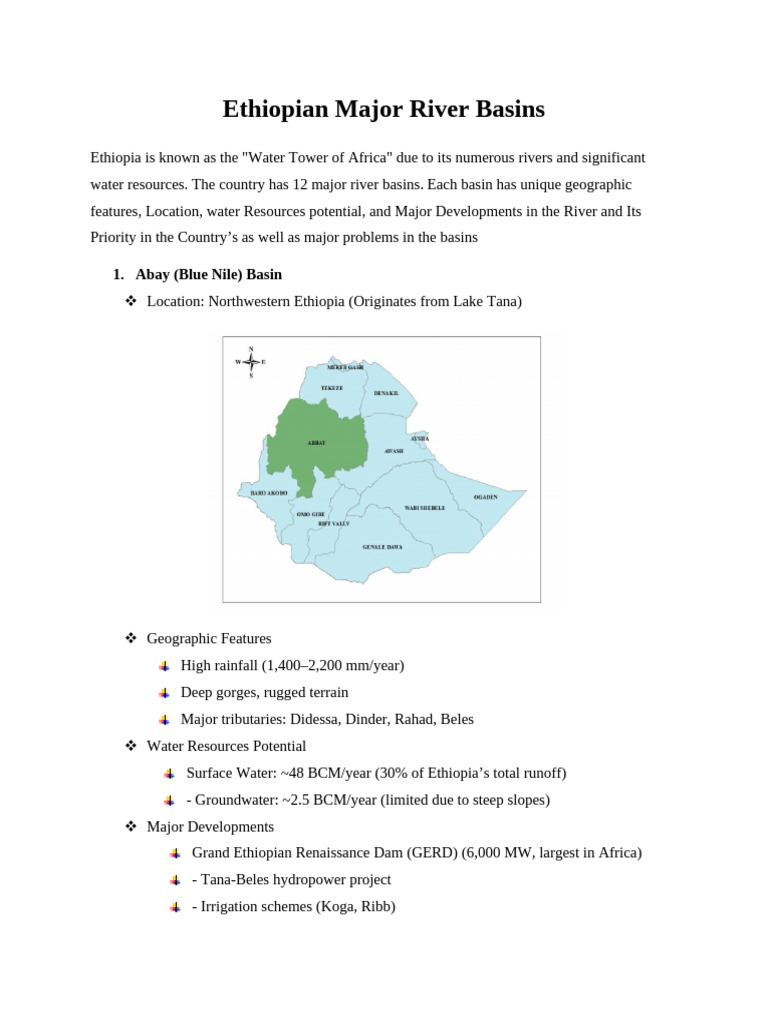 Ethiopia's 12 Major River Basins Overview | PDF | River | Hydrology