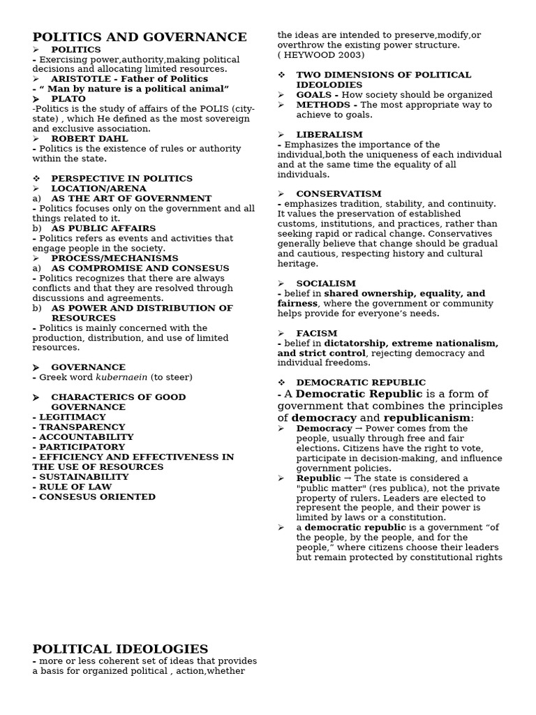 Politics and Governance Module 1 | PDF | Republic | Democracy