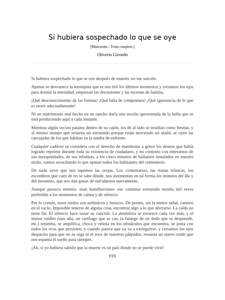 Si Hubiera Sospechado Lo Que Se Oye | PDF