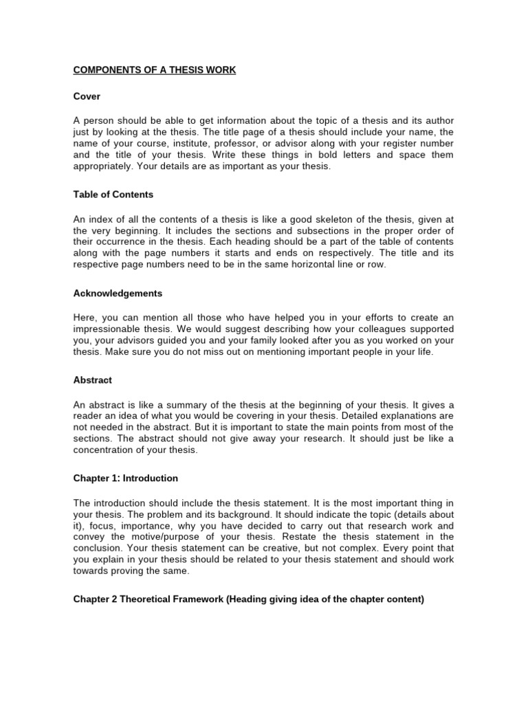 Thesis Work Components | PDF | Citation | Human Communication