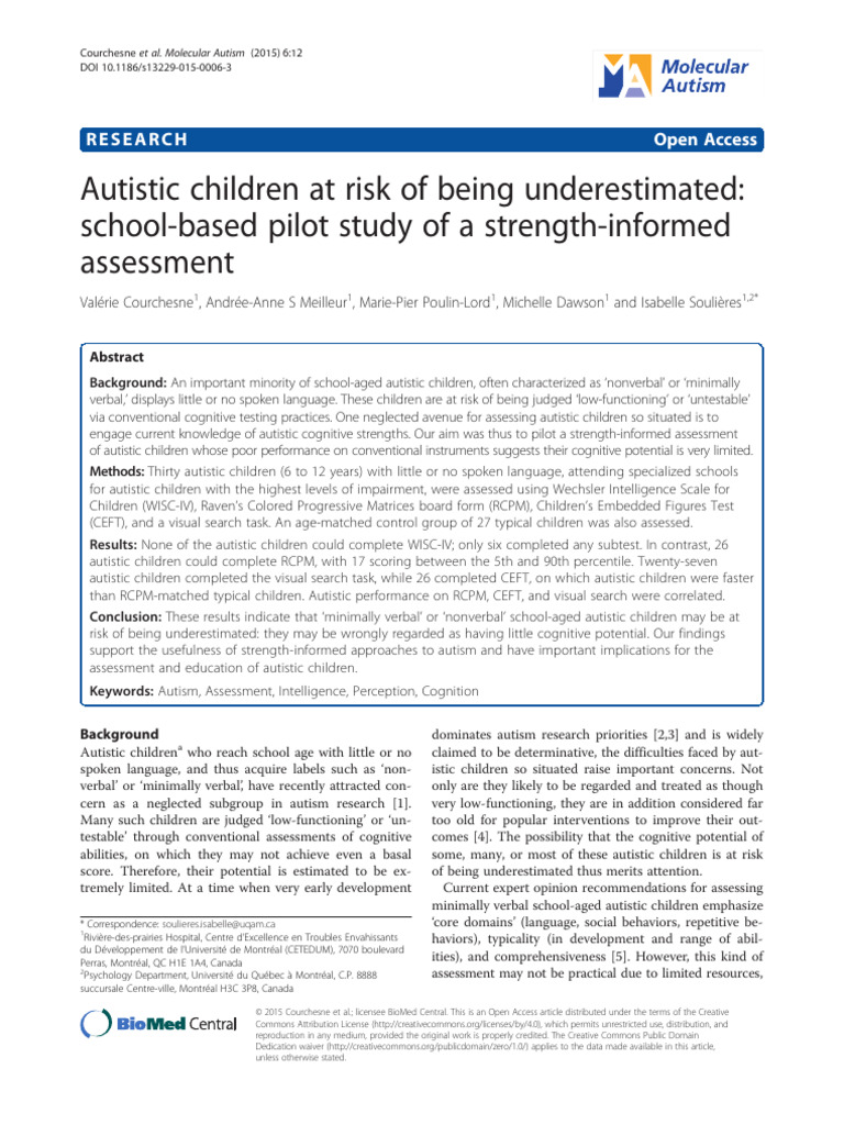 Autism at Risk For Iq | PDF | Autism | Cognition