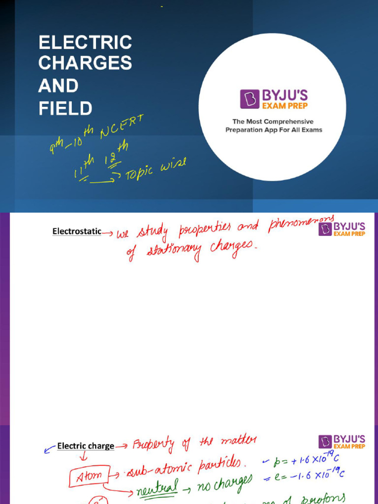 Live Class Electric Charges and Field Part I | PDF