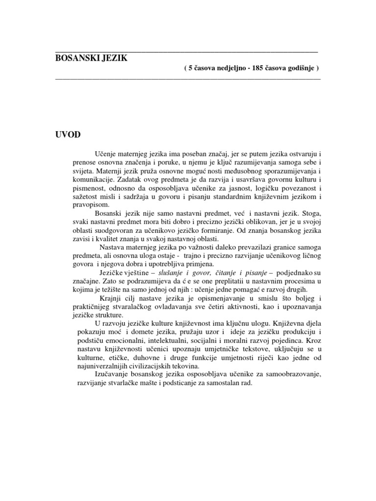 Bosanski Jezik V | PDF