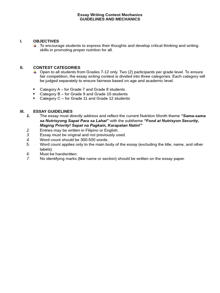 Essay Contest Judging Criteria | PDF | Essays | Critical Thinking