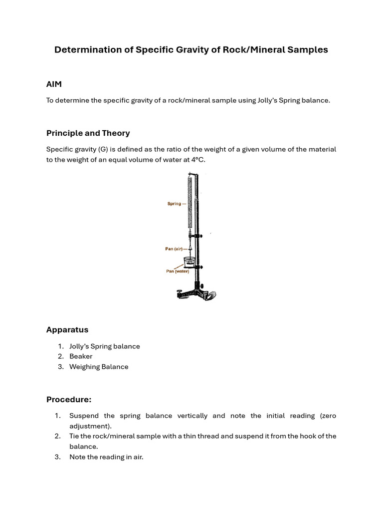Specific Gravity Measurement of Rocks | PDF