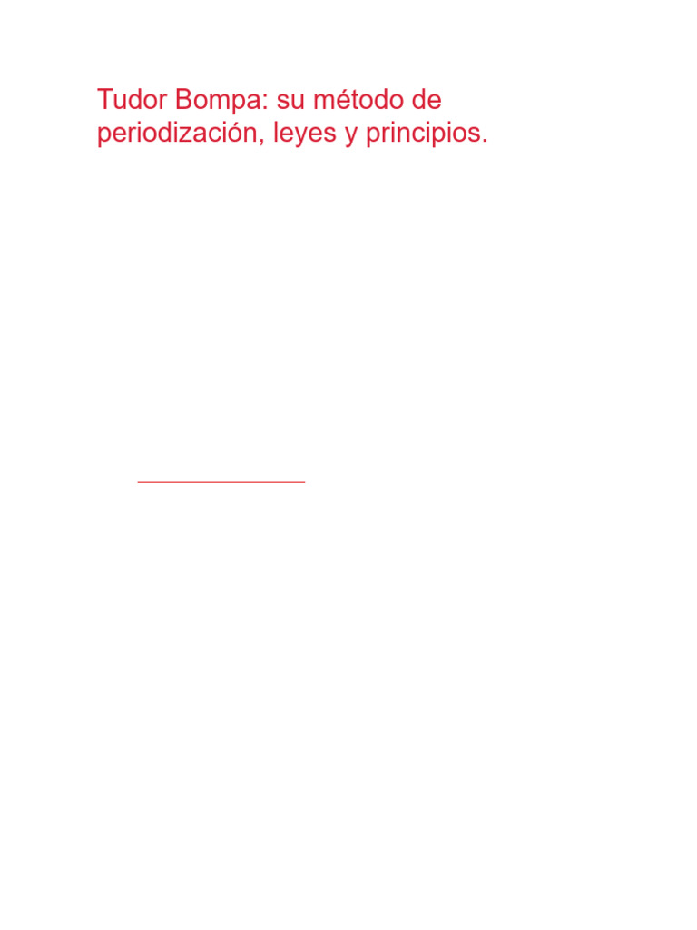 Método de Periodización de Tudor Bompa | PDF