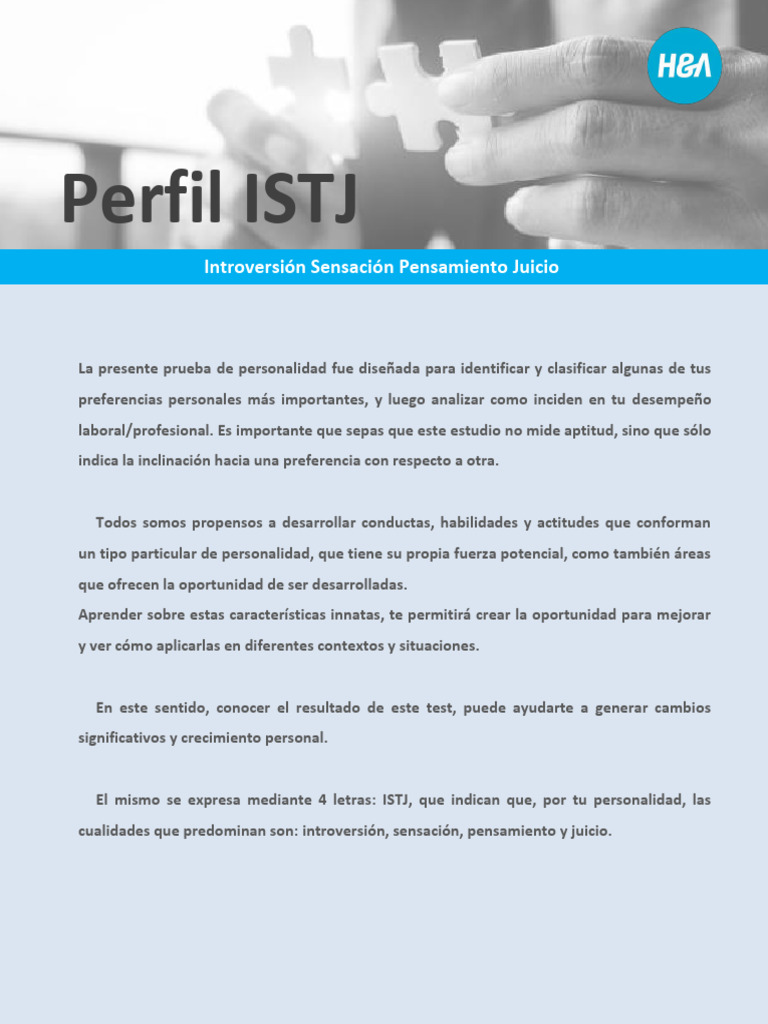 Perfil ISTJ | PDF | Pensamiento | Sentidos