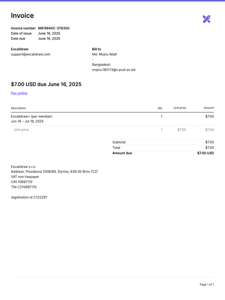 June 2025 Excalidraw Invoice | PDF