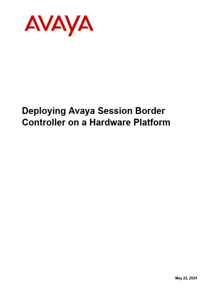 Avaya SBC Hardware Deployment Guide | PDF | Server (Computing) | Software