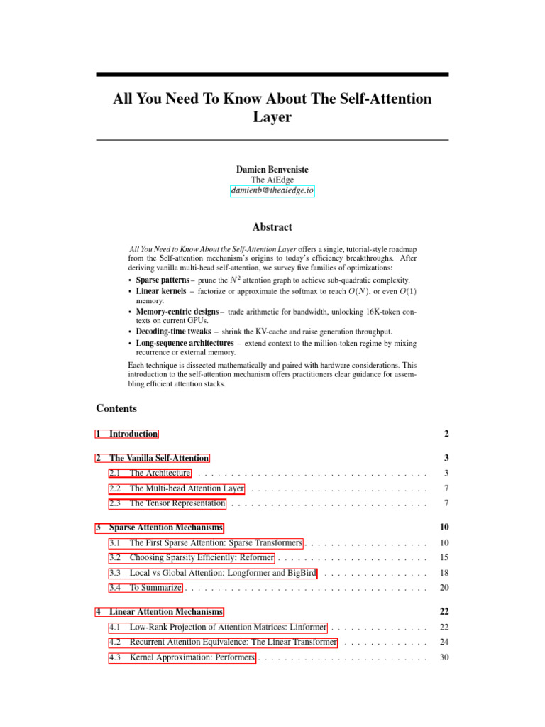 Self-Attention Layer Overview and Optimizations | PDF | Applied Mathematics