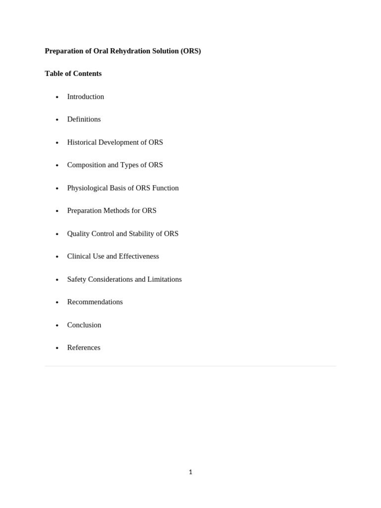Preparation of Oral Rehydration Solution | PDF | Diarrhea | Dehydration
