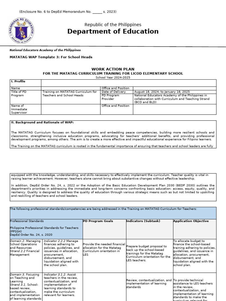 Wap Sample | PDF | Teachers | Curriculum