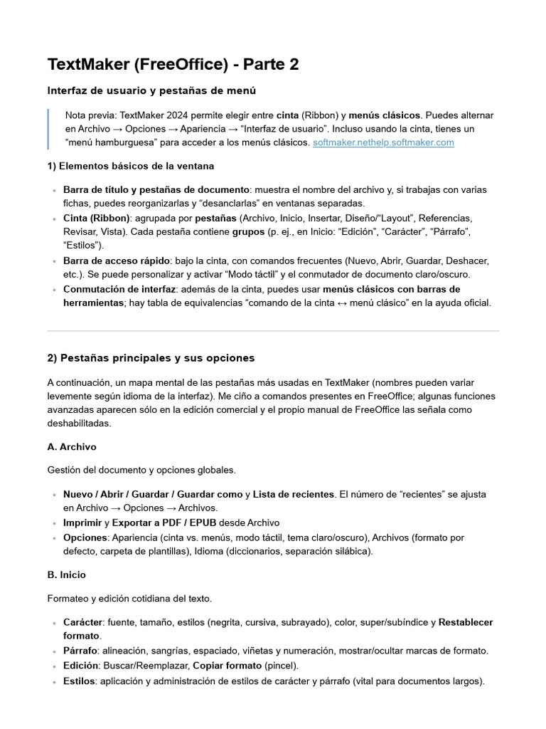 TextMaker (FreeOffice) - Parte 2 | PDF | Archivo de computadora | Menú ...
