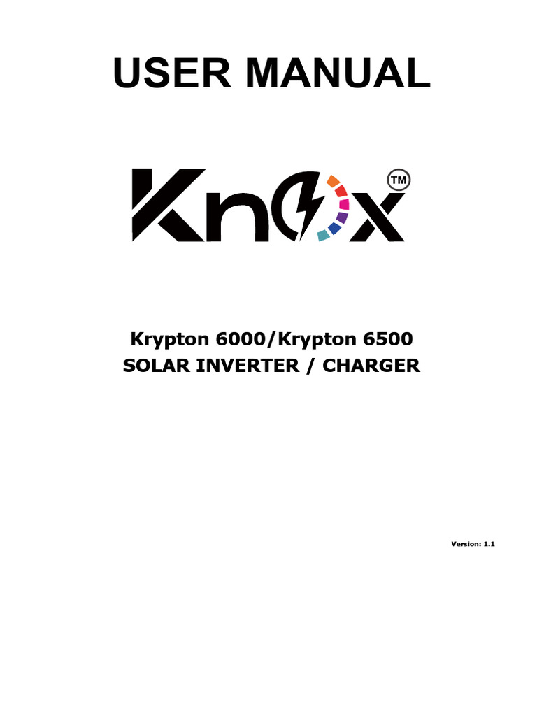 UM - Krypton 6000 & Krypton 6500 Manual-20250502 Version 1.1 | PDF | Battery Charger | Photovoltaics
