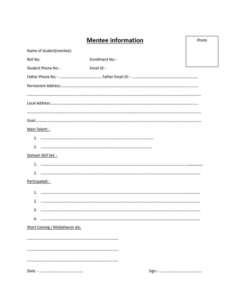 Mentee Information Form | PDF
